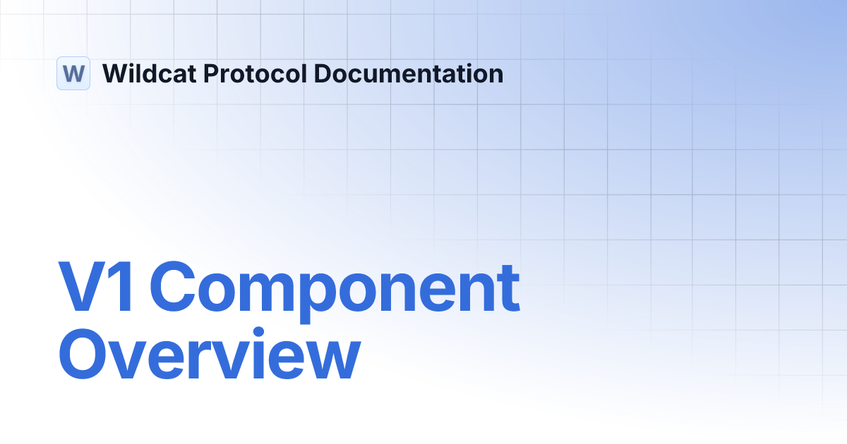 V1 Component Overview | Wildcat Protocol Documentation
